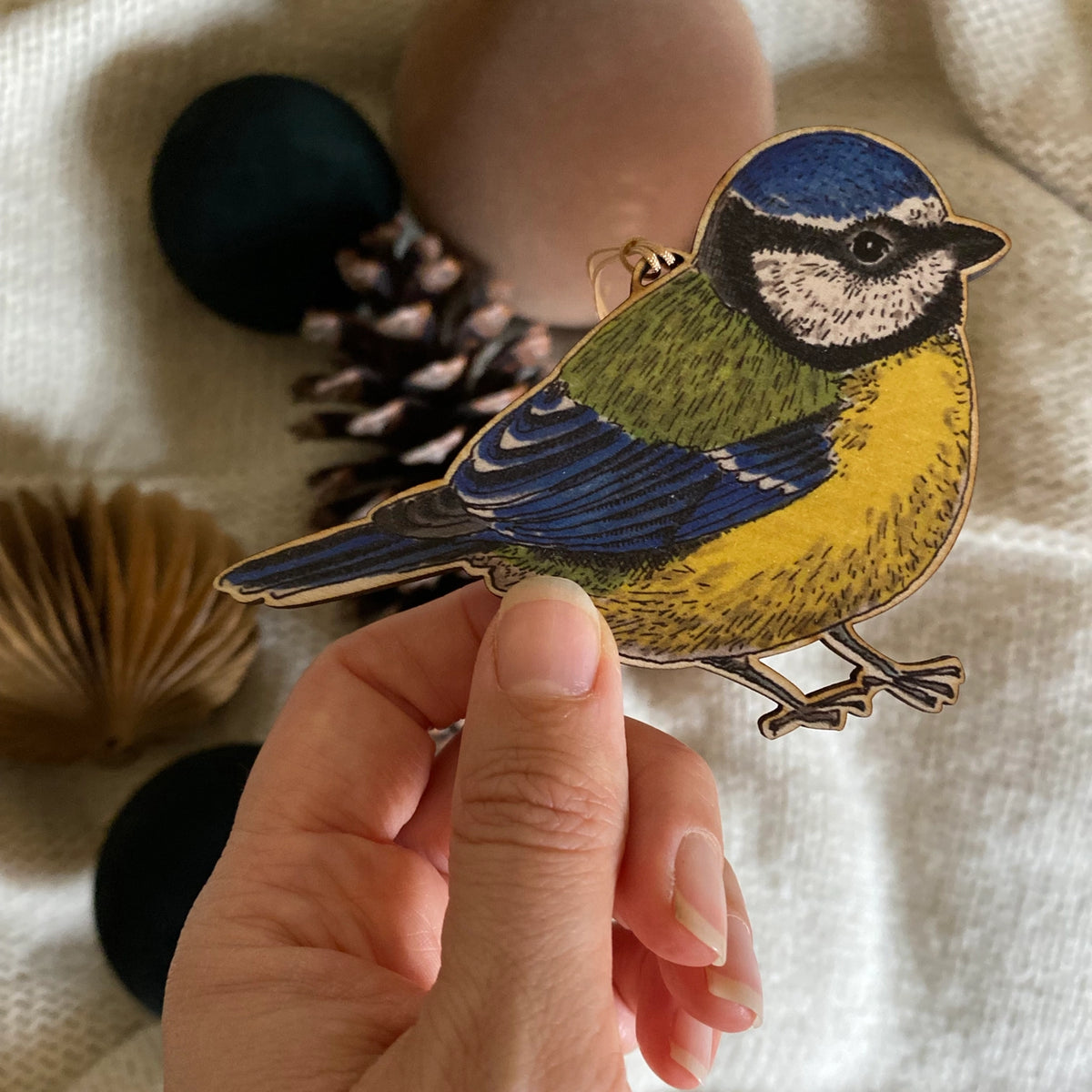 Wooden Blue Tit Decoration – Grace & Favour Home